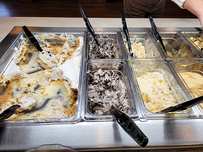 Dessert heaven awaits at the buffet, where cookies and cream meets potato salad's sophisticated cousin in a display that demands multiple trips.