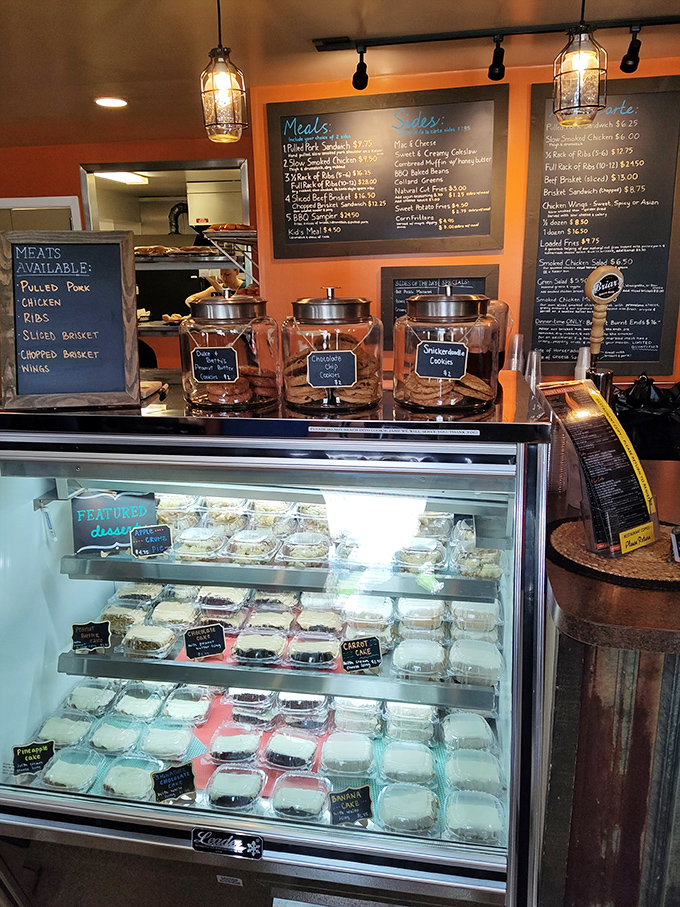 The display case isn't just showing off sides and desserts&mdash;it's offering a supporting cast that deserves equal billing with the smoked stars.