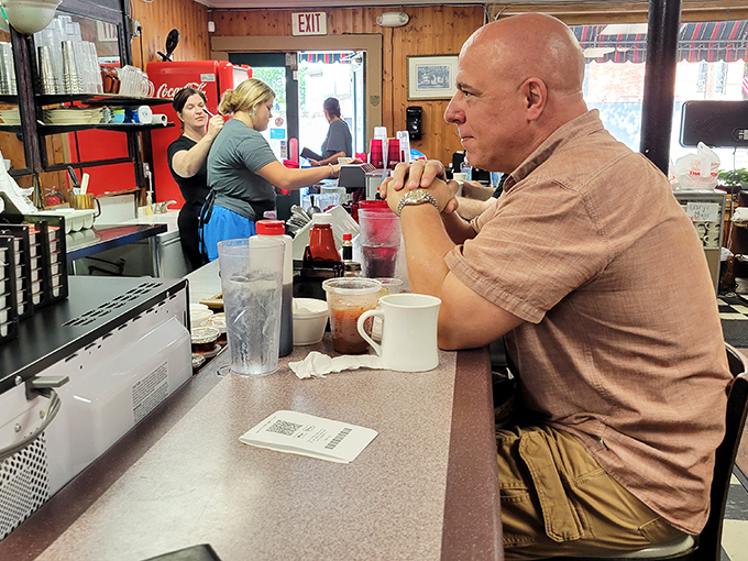 Counter seating: where solo diners become part of the Clary's family. Some of Savannah's best conversations happen right here.