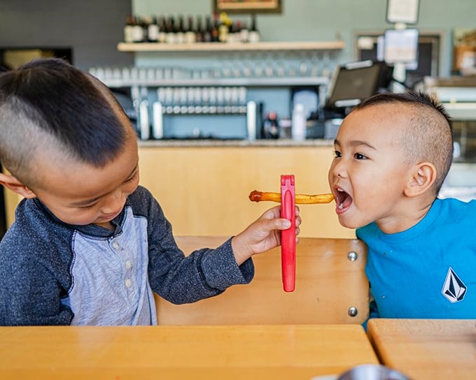 Even the kids know good food when they see it. That breadstick might be the vehicle, but it's the seafood memories being created that will last.