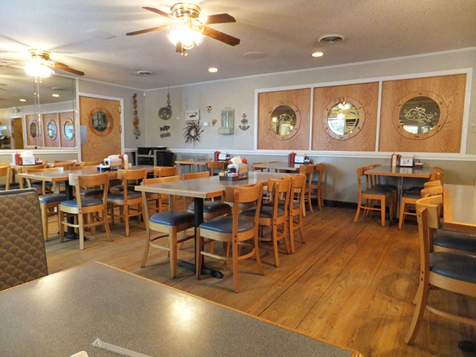 Simple wooden tables, comfortable chairs, and nautical touches create the perfect setting for seafood feasts that would make Poseidon himself jealous.