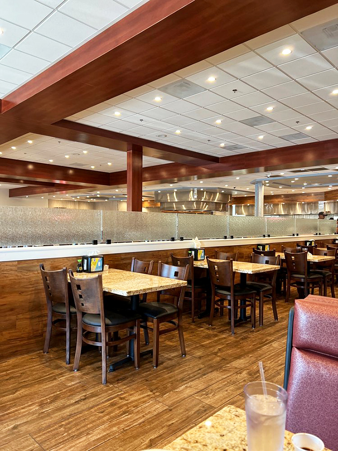 The thoughtfully designed dining area strikes the perfect balance between "nice enough for a celebration" and "comfortable enough for that food coma you're planning."