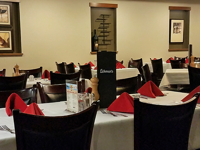 White tablecloths, dark wood chairs, and crimson napkins &ndash; the supper club trifecta that says "tonight's dinner is an occasion, not just refueling."