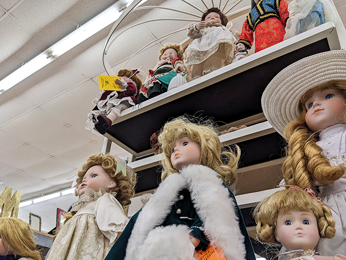 The doll collection: simultaneously charming and slightly unnerving, like every good childhood memory should be.