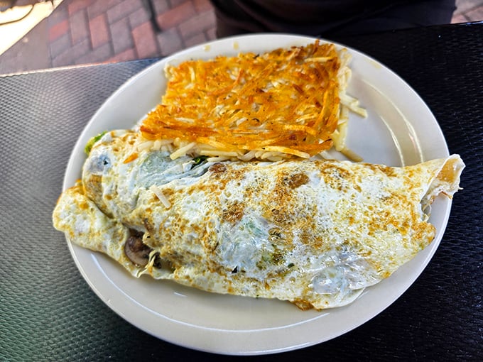 An egg white omelet for the virtuous, paired with those signature hash browns. Proof that "healthy choice" and "delicious" aren't mutually exclusive concepts at Sugar Shack.