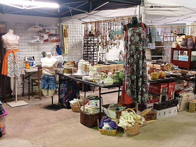 A boutique of upcycled fashion where mannequins model outfits that whisper, "Yes, you too can look this fabulous at your next farmers market visit."