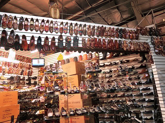 Wall-to-wall footwear that would make Imelda Marcos swoon. From practical work boots to quinceañera showstoppers, if you can't find it here, it doesn't exist.