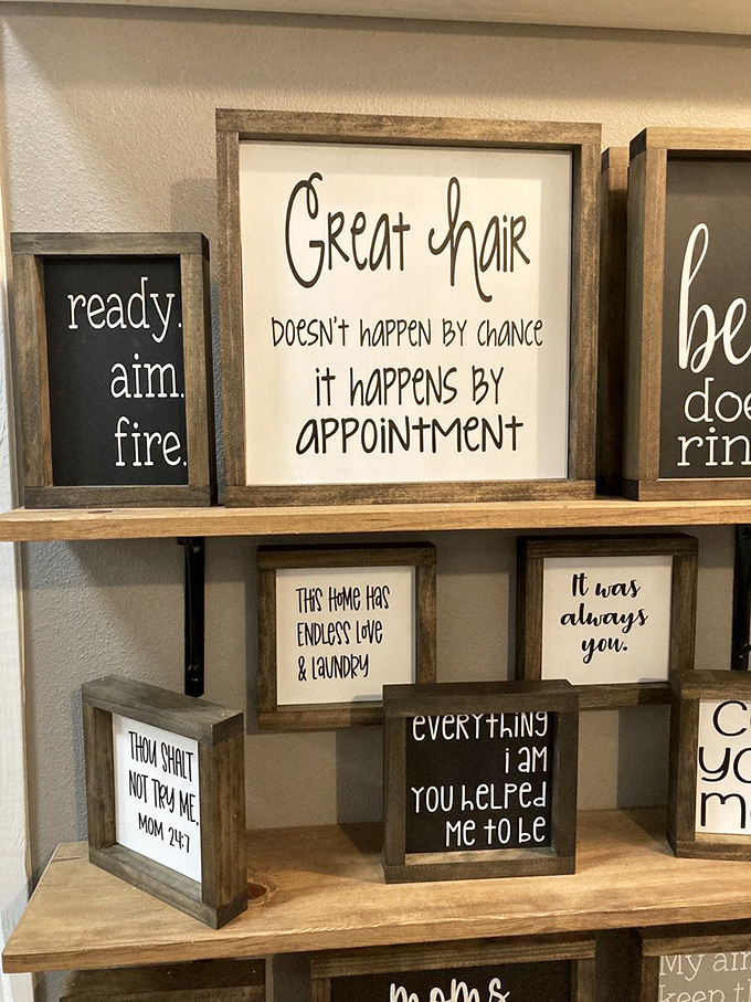 Witty wisdom for walls everywhere. "This home has endless love & laundry" speaks to my soul on a spiritual level.