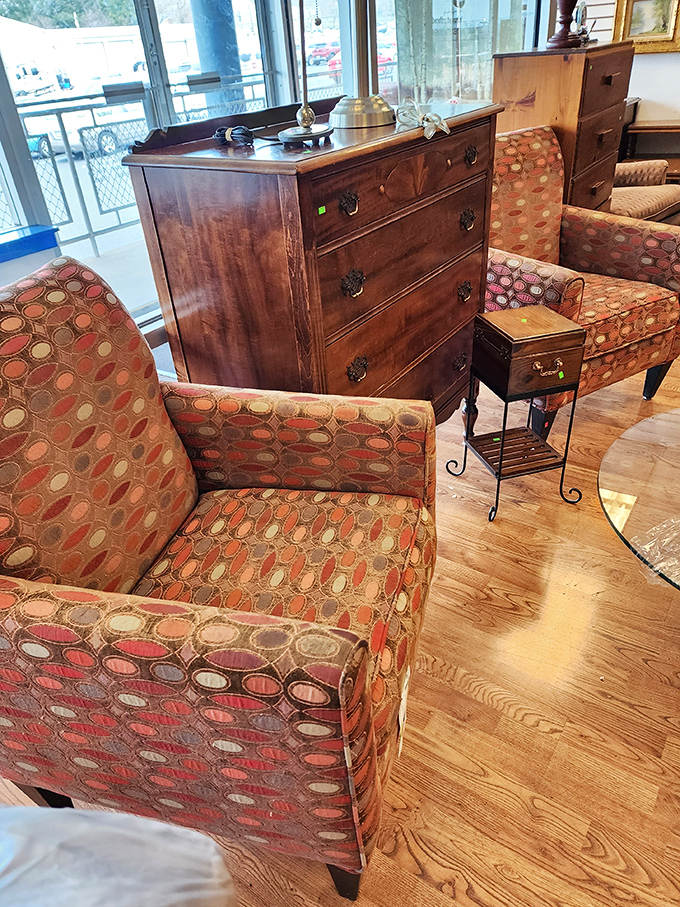 Mid-century modern meets contemporary comfort in the furniture section. That statement chair could transform your living room for less than a fancy dinner out.