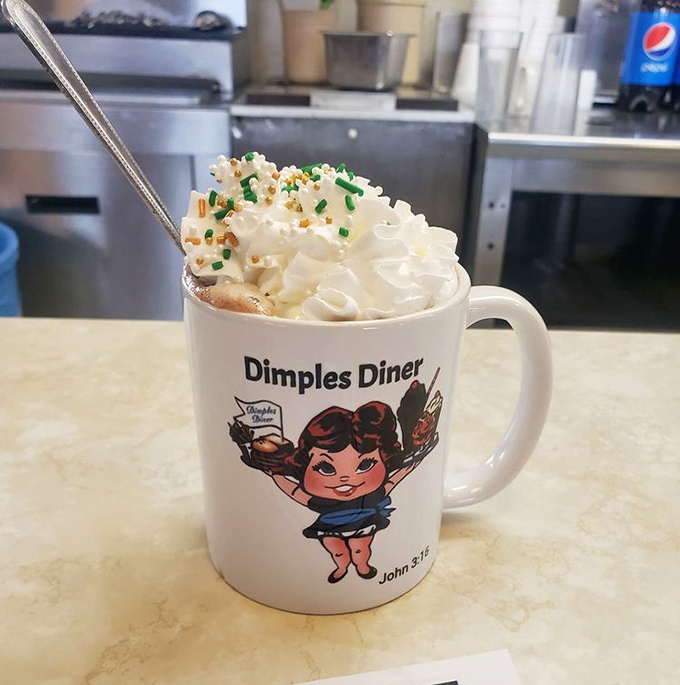Hot chocolate that's dressed for success with whipped cream and sprinkles&mdash;proof that sometimes more really is more.