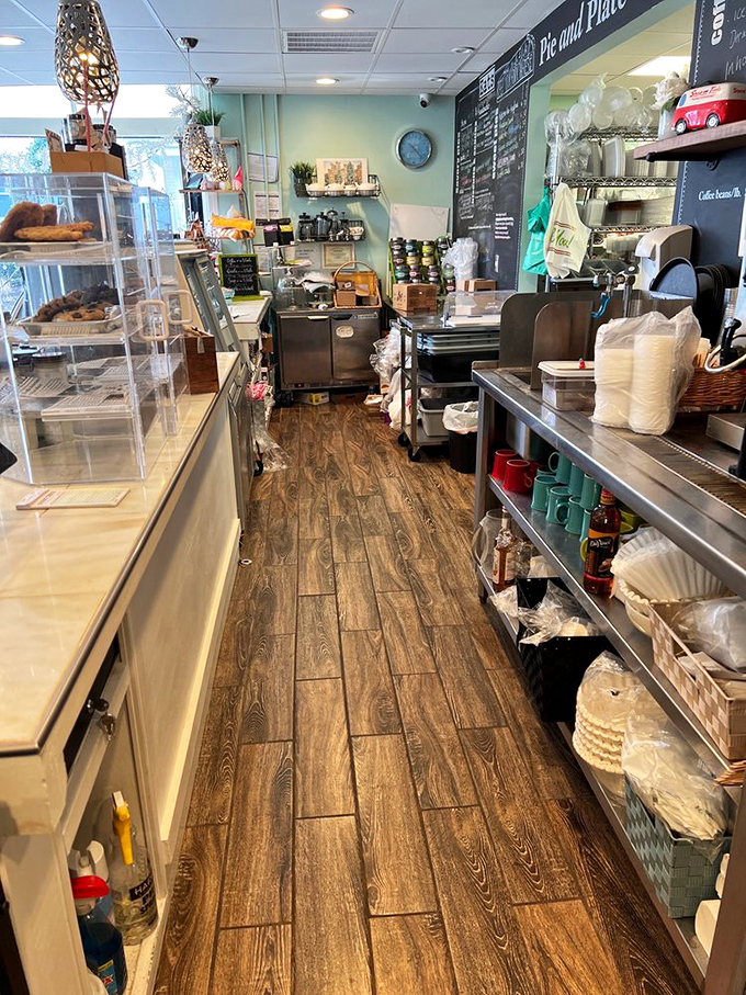 Behind the scenes where flour flies and miracles happen. This narrow workspace produces wide smiles throughout Ambler.