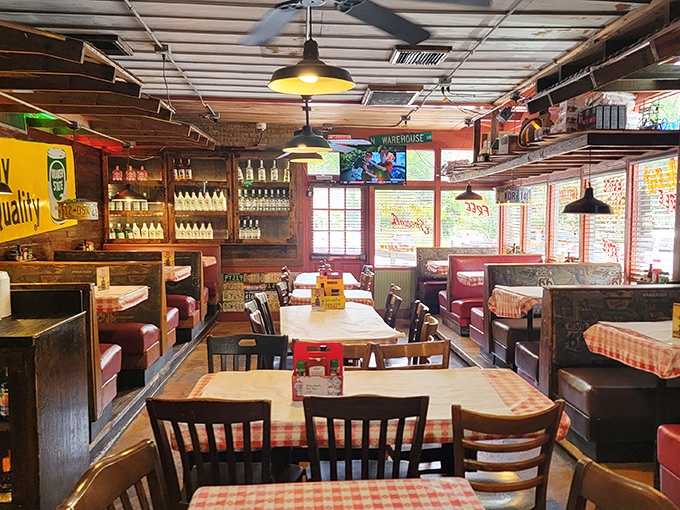 The dining room where memories are made between bites&mdash;wooden booths worn smooth by generations of elbows and animated dinner conversations.