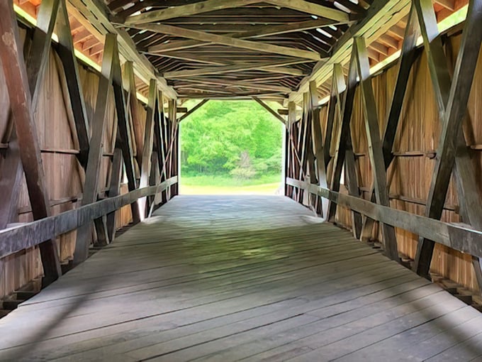 Walking through feels like entering a wooden cathedral where every footstep echoes with history.