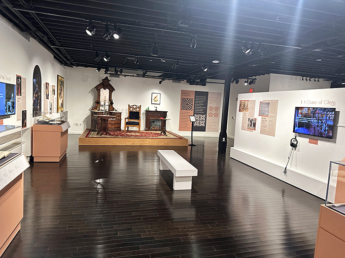 Gallery spaces blend museum sophistication with the cozy warmth of your favorite chess club.