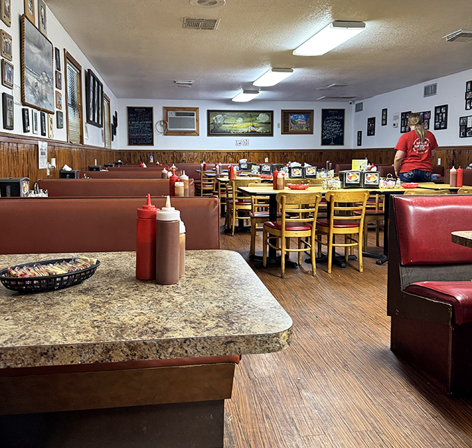 Another glimpse of this timeless dining room where comfort food meets coastal charm effortlessly.