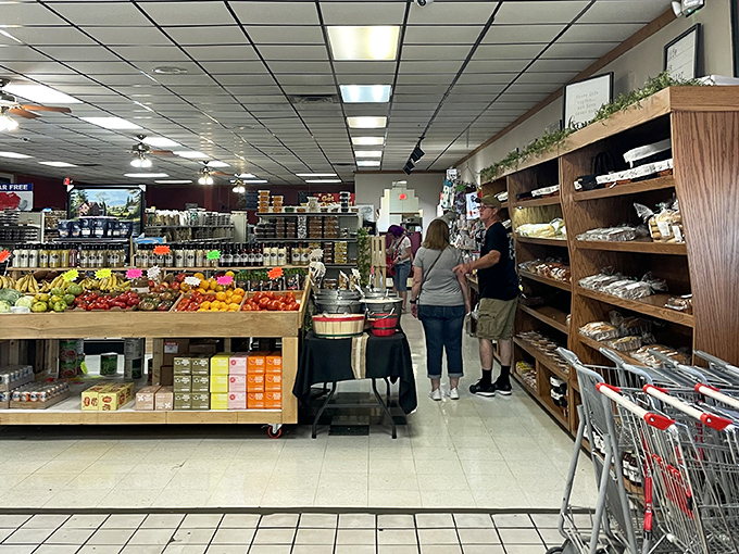 Not just a market, but a community hub where shopping carts pause for impromptu reunions and produce displays become conversation starters.