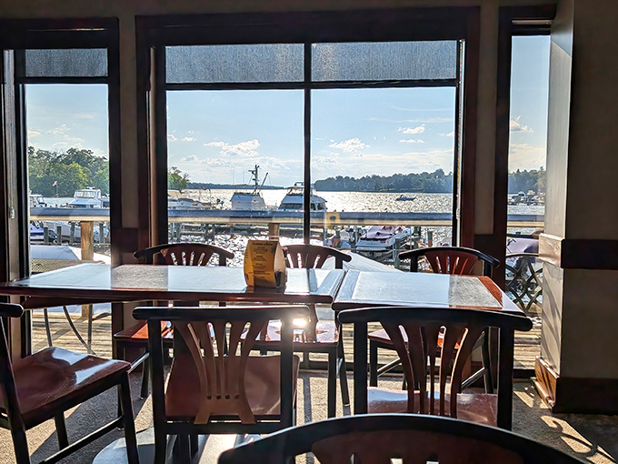 Those windows frame the Sassafras River like a living painting, turning an ordinary meal into dinner and a show.