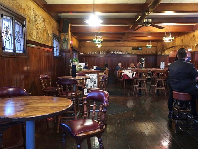 The dining room where memories are made. Dark wood, warm lighting, and tables that have hosted everything from first dates to retirement celebrations.