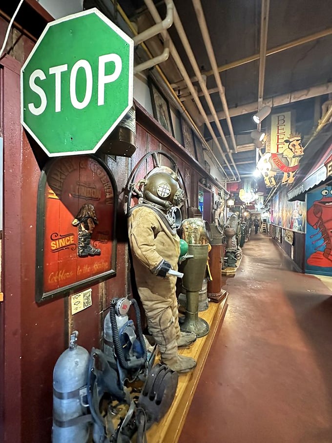 Every corner reveals another nautical treasure, making dinner feel like an adventure at sea.