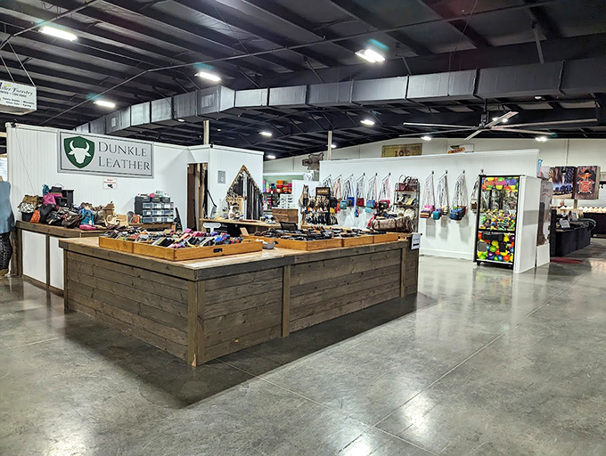 Leather goods that would make Indiana Jones jealous. This rustic booth combines craftsmanship with practicality—adventure optional but highly recommended.