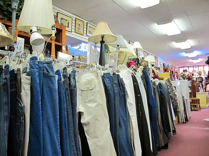 Denim for days! Each pair of jeans hangs hopefully, dreaming of legs to hug and adventures to join.