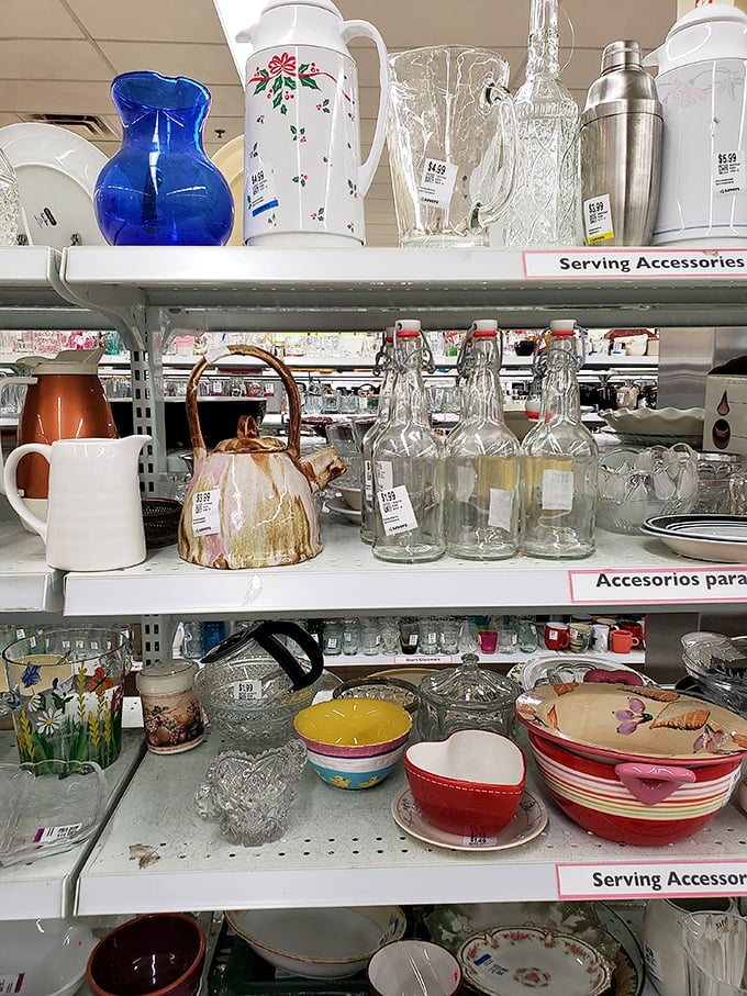 Kitchen accessories that survived the Great Decluttering of suburban homes, now waiting to bring retro charm to millennial apartments.