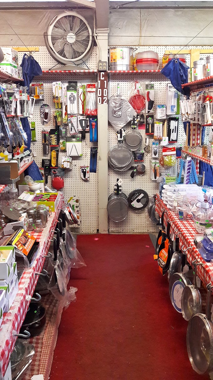 Kitchen essentials line the walls like a culinary wonderland where every cook finds their missing piece.