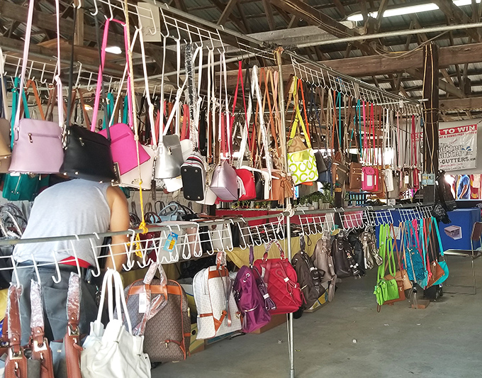 Handbag heaven where fashion meets function. This display offers more options than a dating app, and unlike relationships, you can take several home without complications.