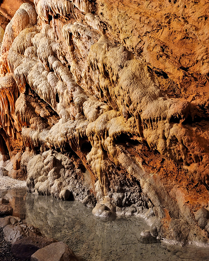 These flowing stone draperies look good enough to touch, but remember: they're the result of thousands of years of work. No pressure.