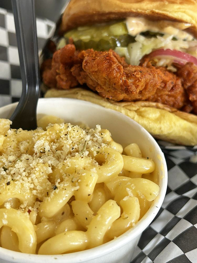 Mac and cheese with a breadcrumb crown&mdash;the comfort food diplomat that negotiates peace between your taste buds and Nashville heat.