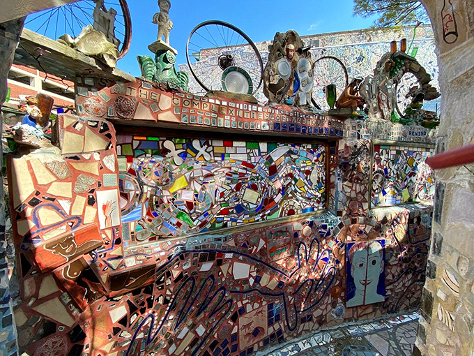 Picasso meets your grandmother's broken china collection in this swirling composition that somehow makes perfect sense in its beautiful chaos.