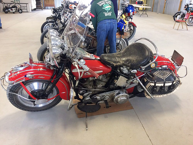 This vintage motorcycle isn't just transportation; it's a time machine on wheels, complete with leather saddlebags and decades of stories.