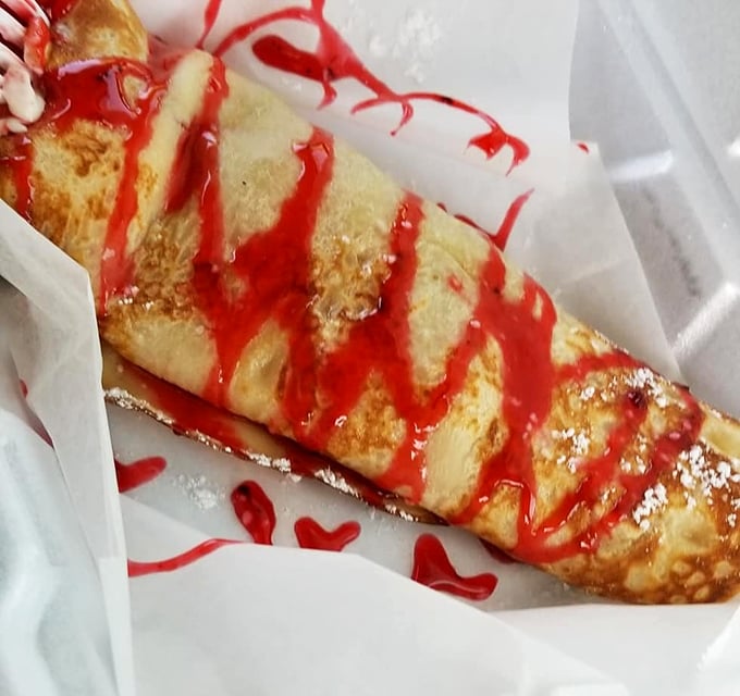 A crepe filled with what appears to be pretzels &ndash; proof that sometimes the most unexpected combinations create the most memorable bites.