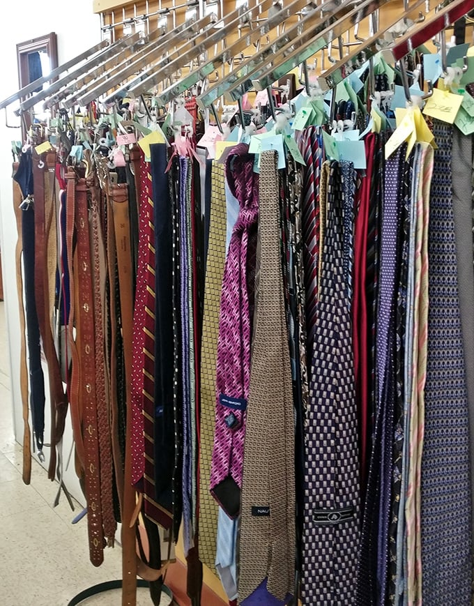 The necktie collection &ndash; where power lunches of the '90s and wedding receptions of the '80s live on in silky, patterned glory.