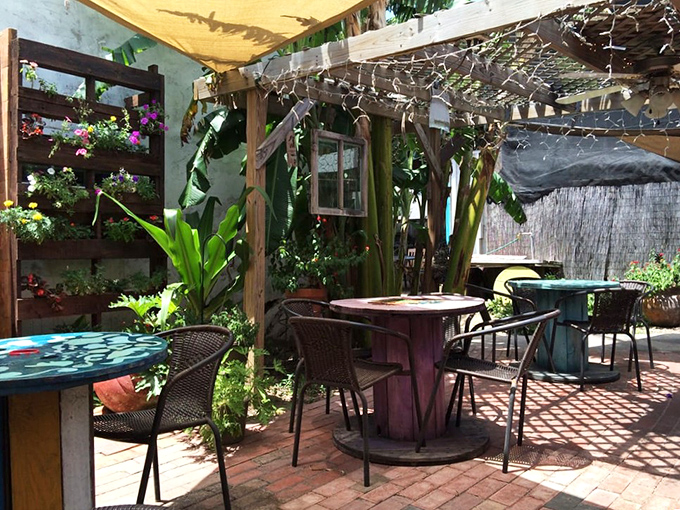 A garden oasis where burgers taste even better under dappled sunlight. Nature and beef patties&mdash;a pairing as old as time.