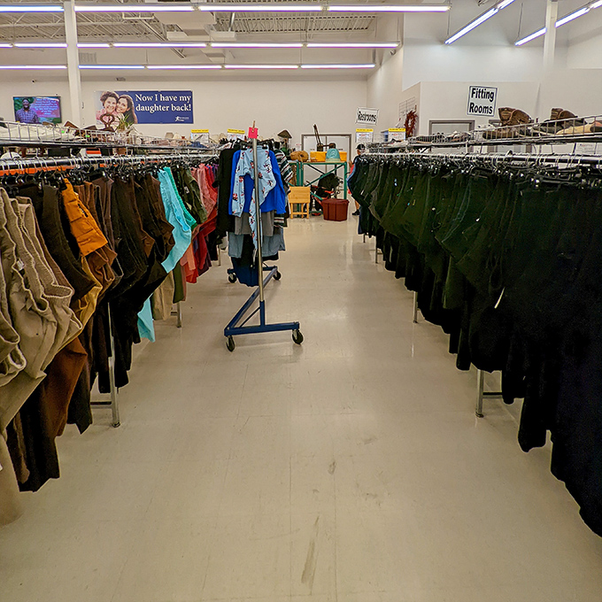 The pants aisle: a denim ocean flanked by khaki shores. Navigate wisely and you'll emerge with wardrobe staples at lifeboat prices.