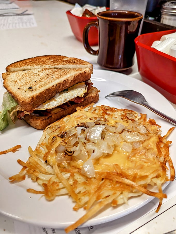 Hash browns cooked to golden perfection - the unsung hero of every truly great breakfast experience.