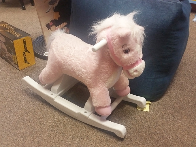 This pink rocking horse is just waiting to create childhood memories in a new home. Nostalgia on runners!