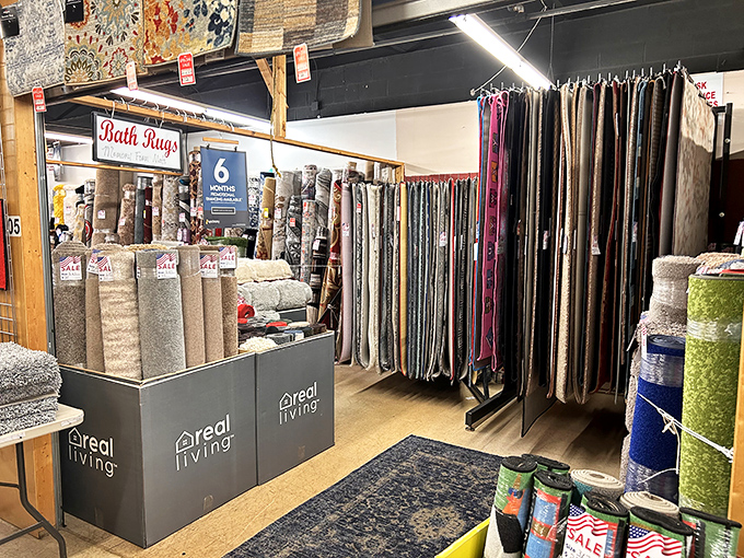 Rug heaven for the indecisive decorator. More floor covering options than you'd find in a sultan's palace, all waiting to transform your living room.