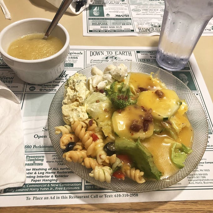 Even the vegetables get special treatment here&mdash;a colorful medley proving Pennsylvania diners know their way around more than just breakfast.