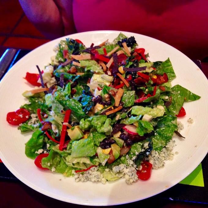 Not just a salad, but a colorful celebration of Southwest bounty. Even confirmed carnivores might be tempted to go green here.