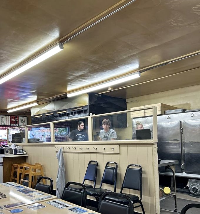 Behind every great pizza is a team of dedicated professionals. The kitchen view offers a glimpse into where the magic happens.