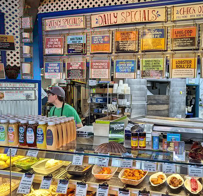 The daily specials board&mdash;where seafood dreams are born and difficult decisions are made. Choose wisely, my friends.