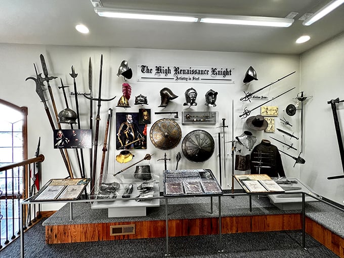 The High Renaissance Knight exhibit showcases weaponry so beautifully crafted you almost forget these were instruments of war rather than art pieces.
