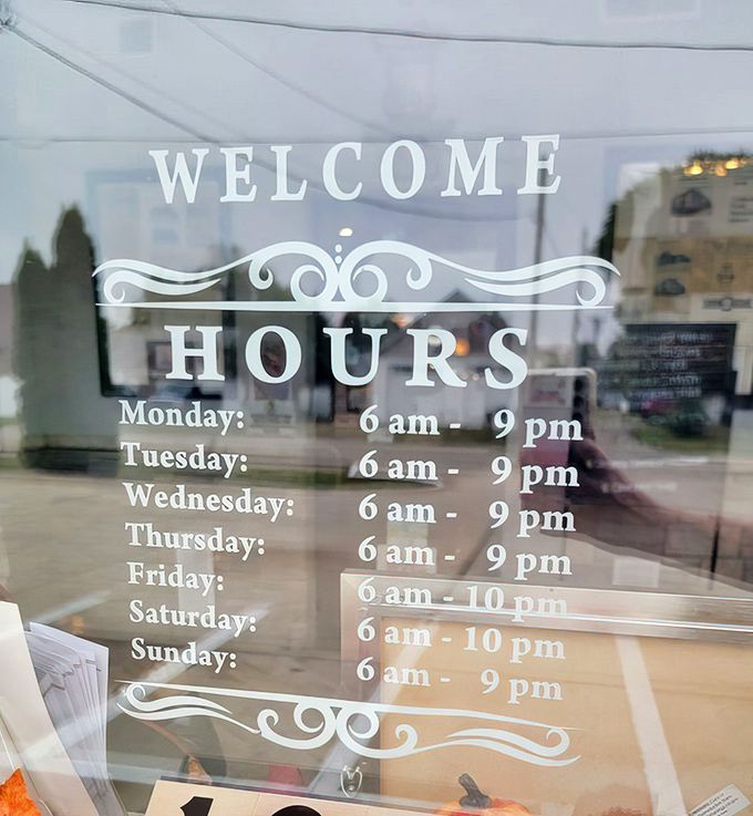 Hours that acknowledge the fundamental truth of diners: breakfast cravings know no clock, and pie is appropriate at all times.