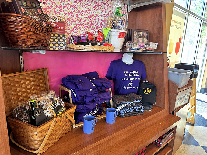 "Wine, coffee & chocolate are all better at Chocolate Café." Not just a slogan on a t-shirt—it's practically a life philosophy worth adopting.