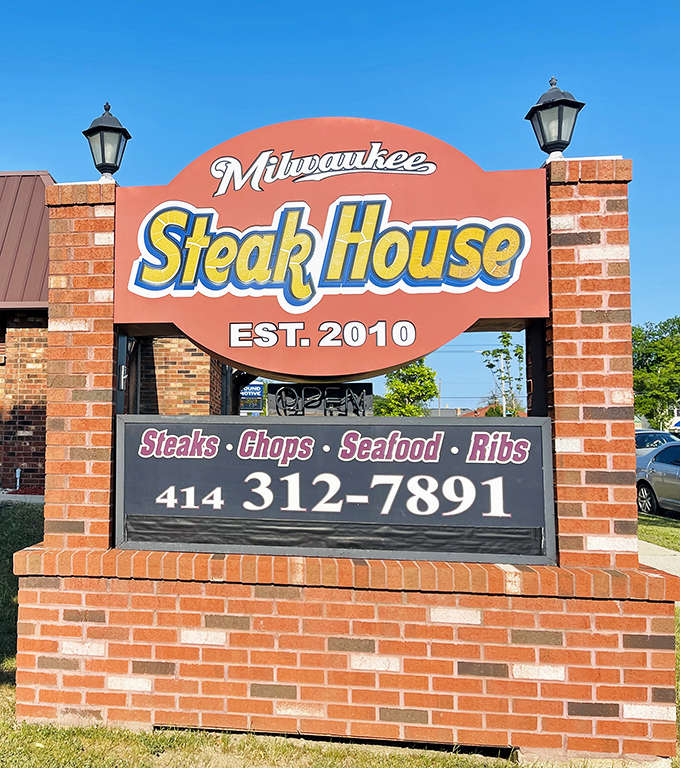 The sign says it all&mdash;Milwaukee Steakhouse keeps it straightforward, allowing the food inside to do the real talking.