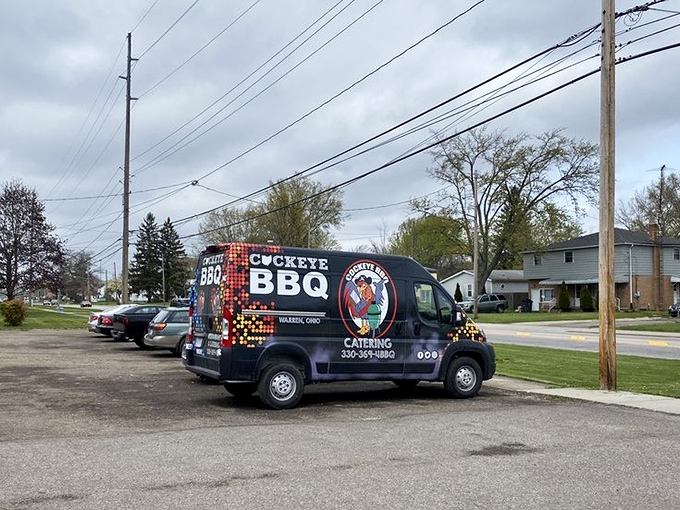 Even their catering van looks ready for a barbecue mission, bringing smoky delights to hungry Ohioans across Trumbull County.