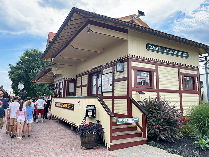 The ticket window beckons with promises of adventure, where your journey through time begins with a simple purchase.