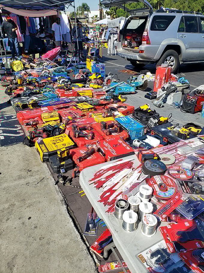 Tool paradise for the DIY enthusiast or professional. From power drills to soldering irons, this spread could fix anything except maybe your teenager's attitude.